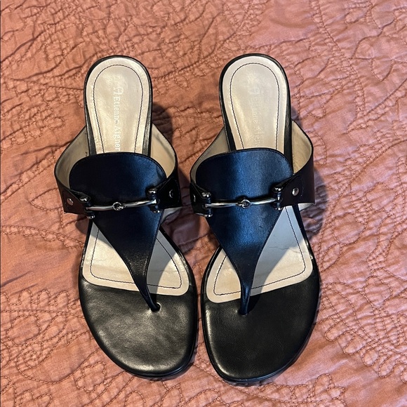 Etienne Aigner | Shoes | Etienne Aigner Black Leather Sandals | Poshmark